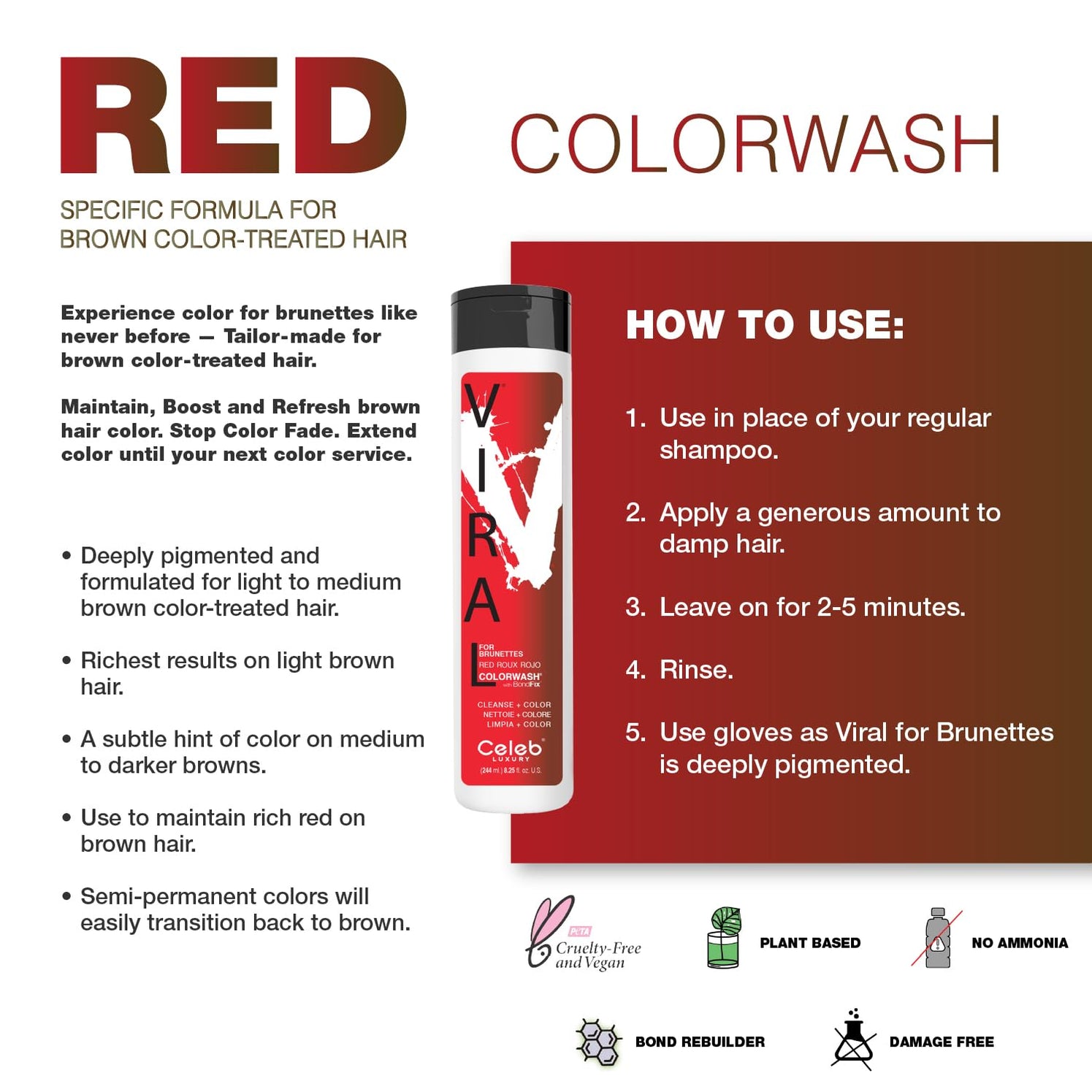 VIRAL RED FOR BRUNETTES HAIR COLORWASH– Celeb Luxury